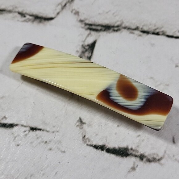 Accessories | Vintage Barrette Spring Clip Bar Style Cream And Brown ...